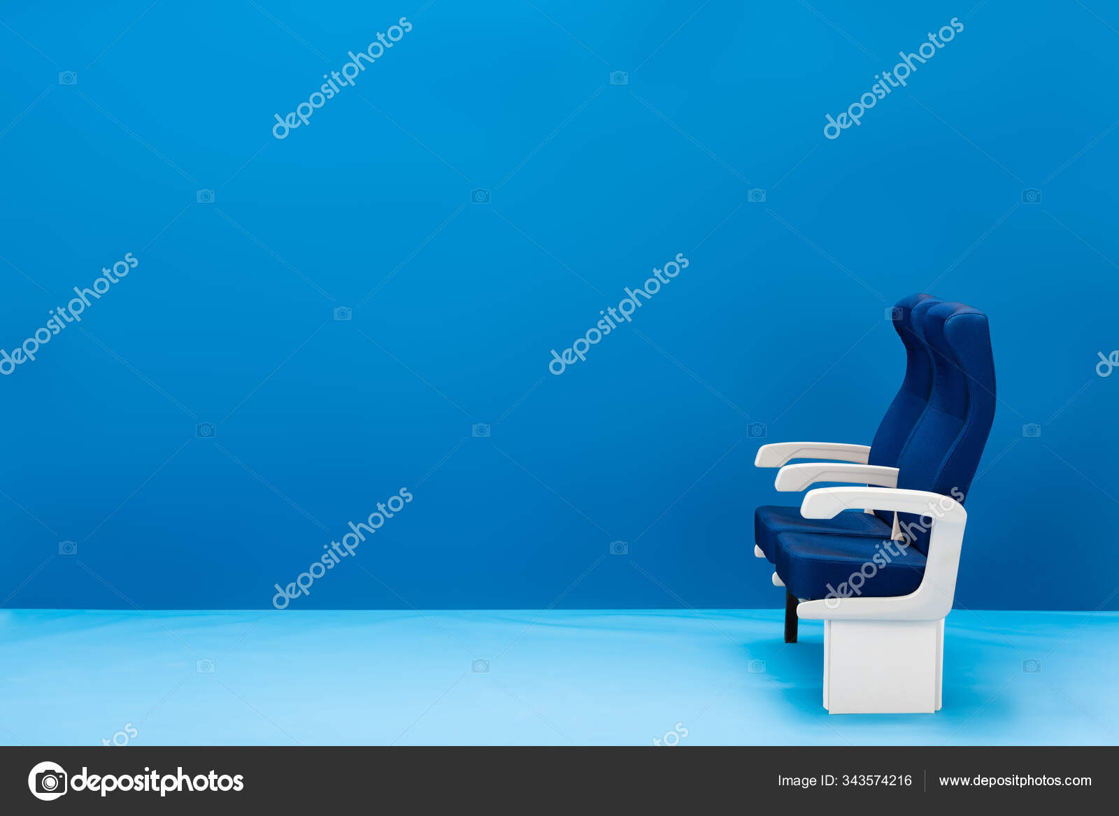 Bright Colorful Seats Blue Background Copy Space Stock Photo by ...