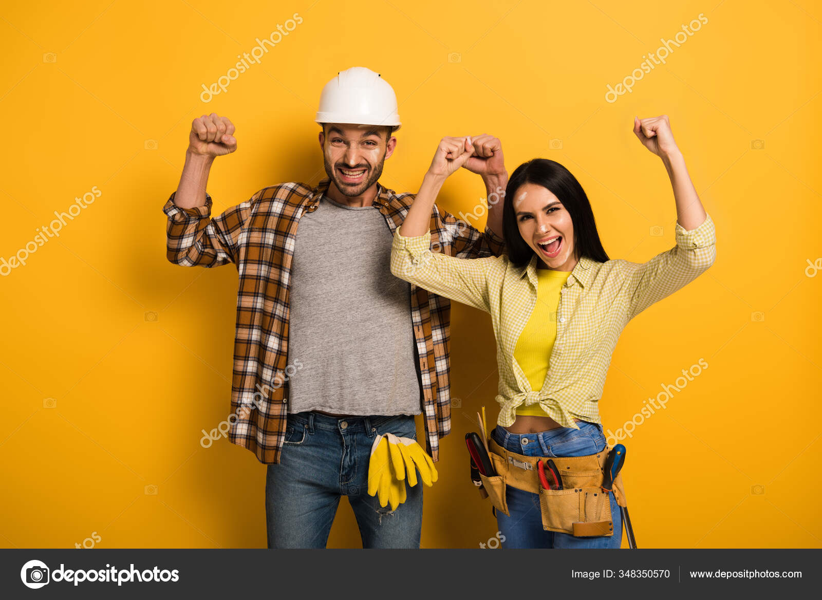 Successful Manual Workers Hands Yellow Stock Photo by ©AndrewLozovyi ...