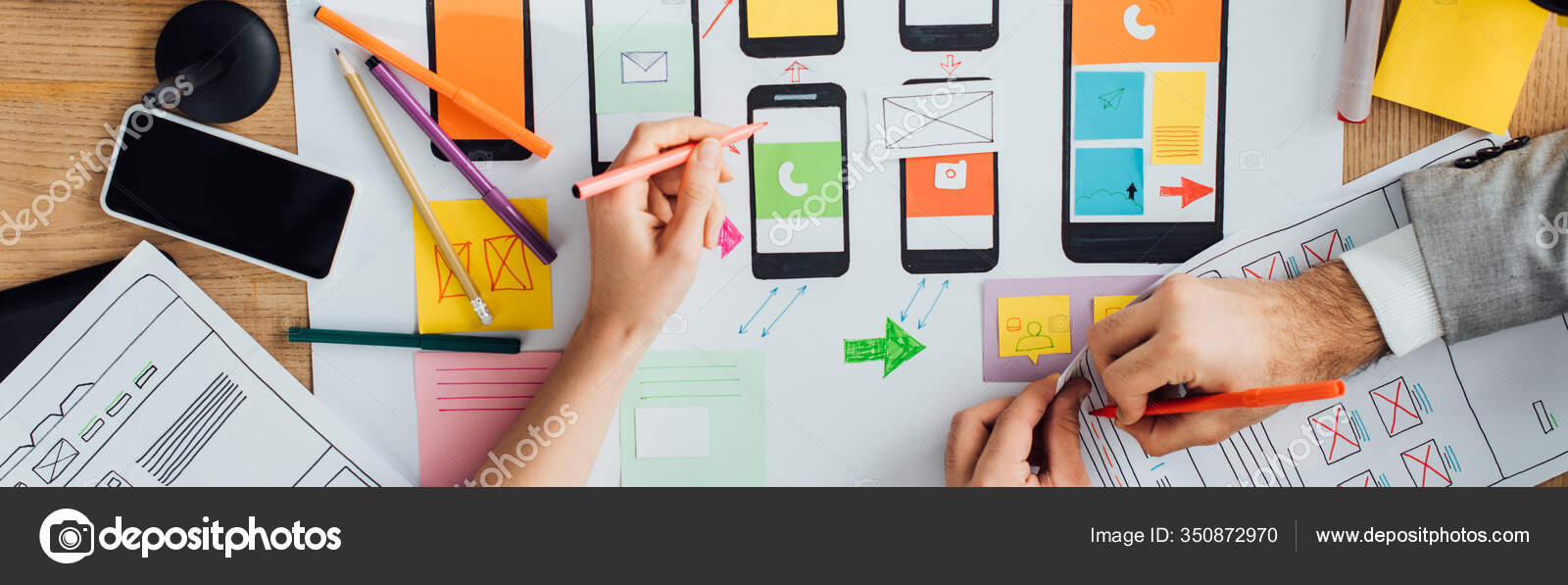 Top View Designers Creative App Interface User Experience Design ...