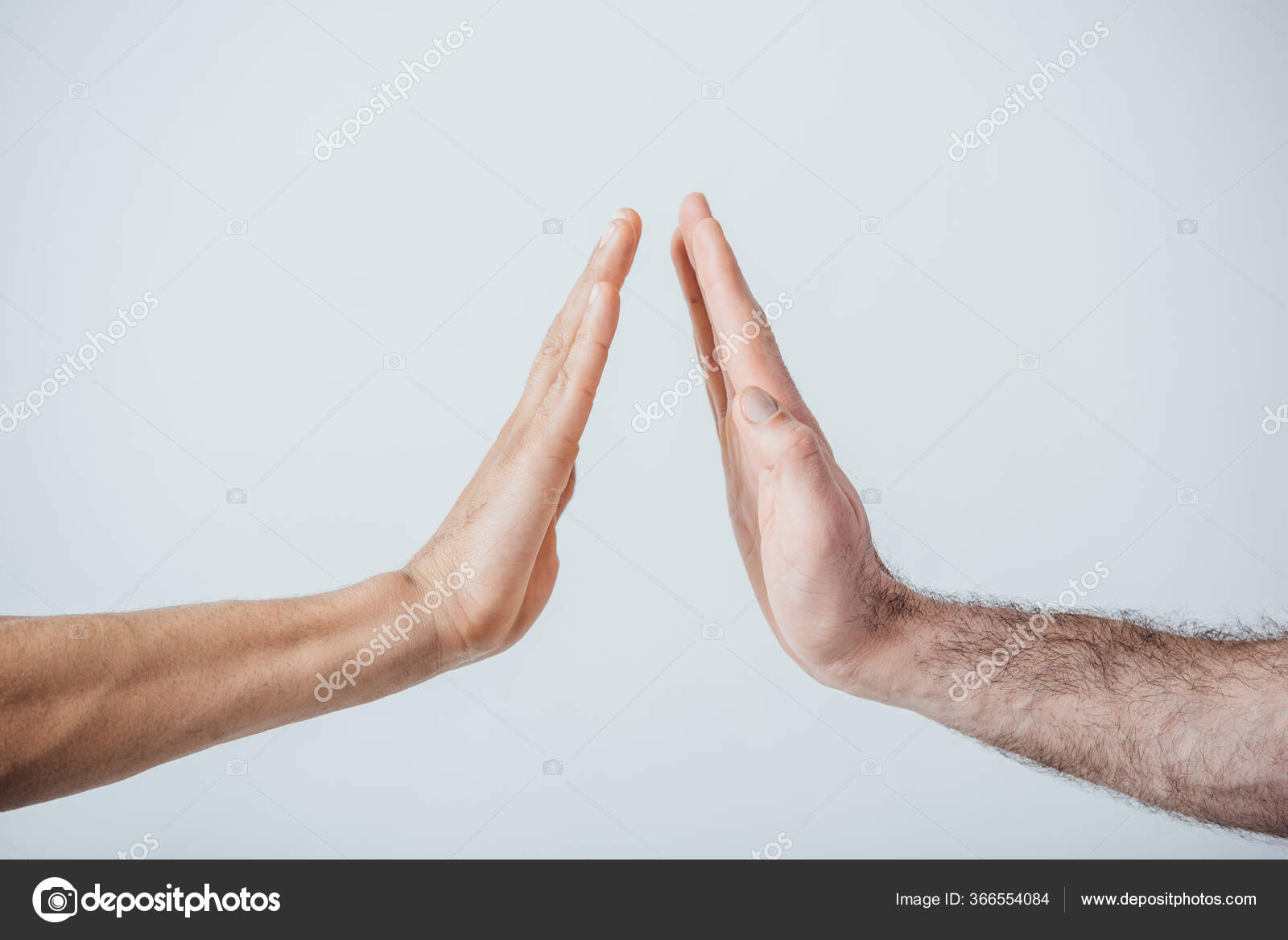 Cropped View Men Doing High Five Isolated Grey — Stock Photo ...
