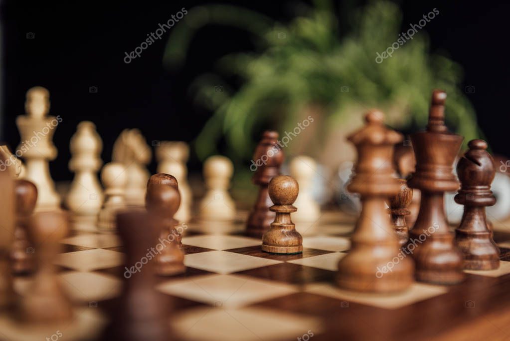 Old wooden chess board — Stock Photo © ViktoriaSapata #156633196