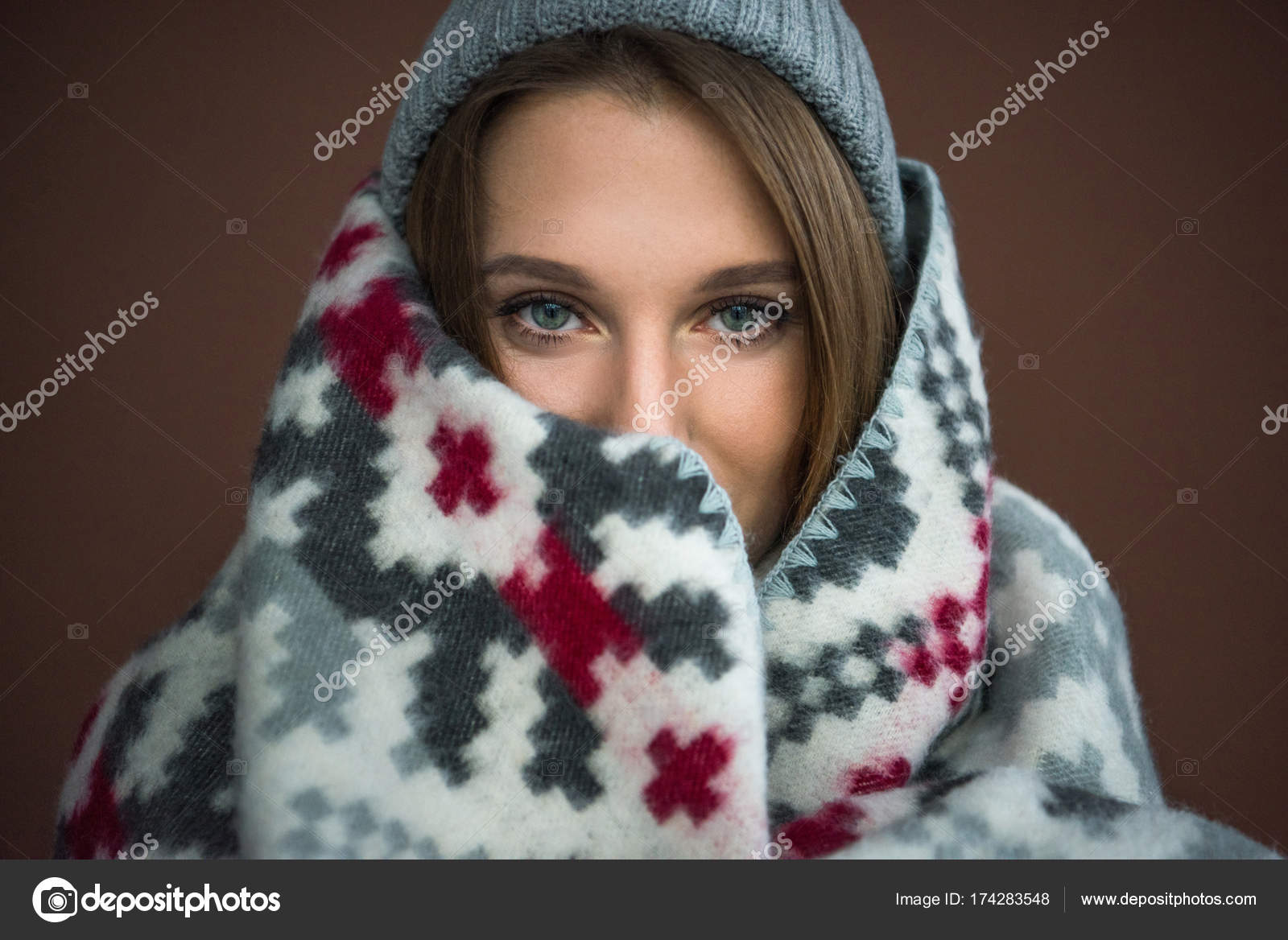 Woman wrapped in blanket Stock Photo by ©ViktoriaSapata 174283548