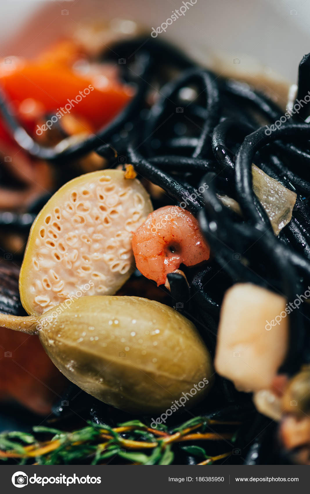 Close View Spaghetti Cuttlefish Ink Squid Mussels Octopus — Free Stock ...