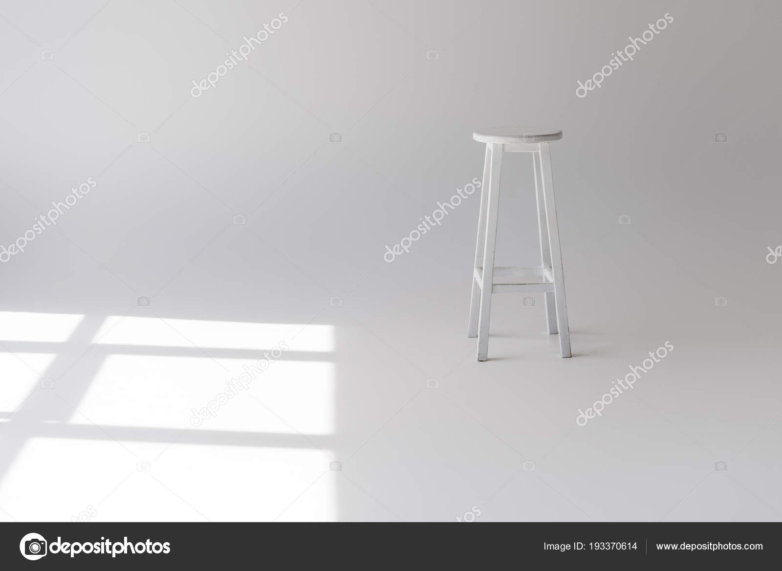 Single Empty Modern White Stool Grey — Stock Photo © ViktoriaSapata ...