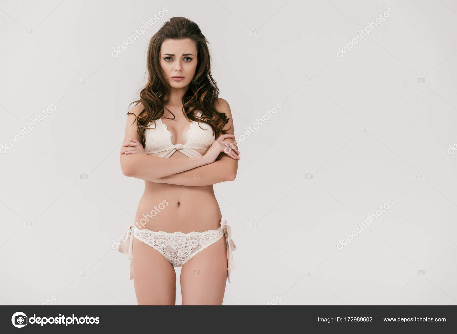 Sexy Mädchen In Weißen Dessous Stockfotografie Lizenzfreie Fotos