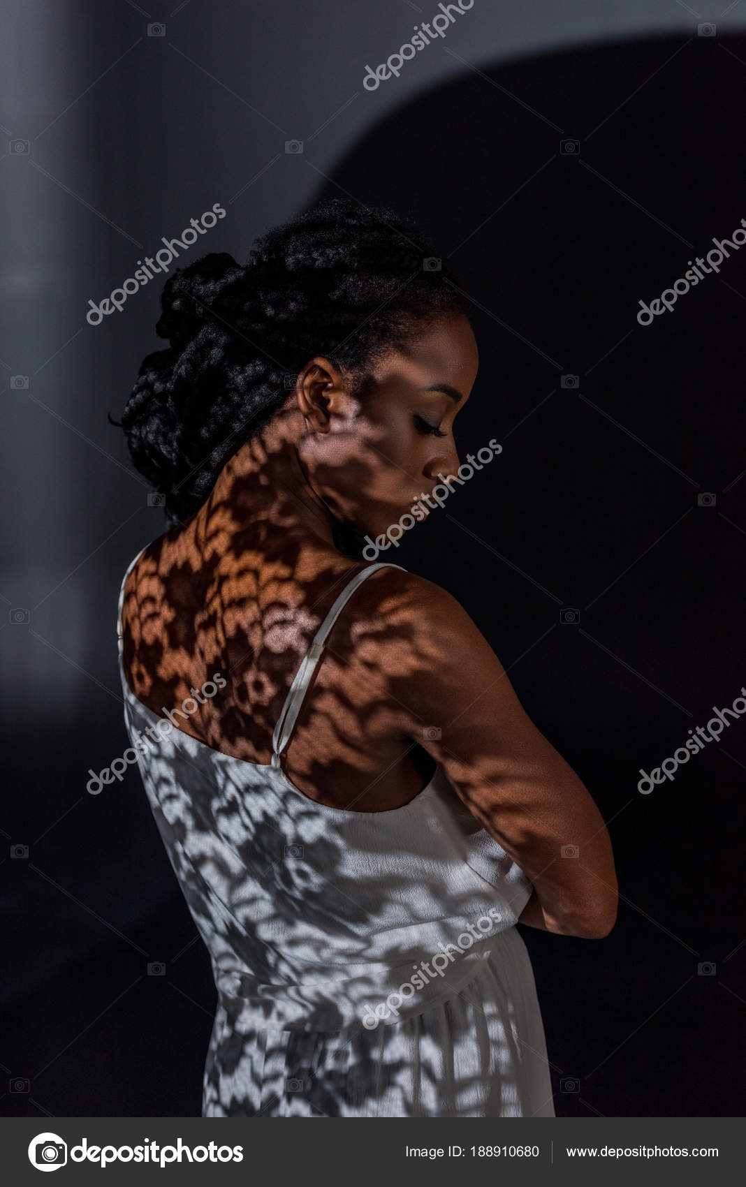 Rear View Young African American Woman Shadow Back Stock Photo by ...