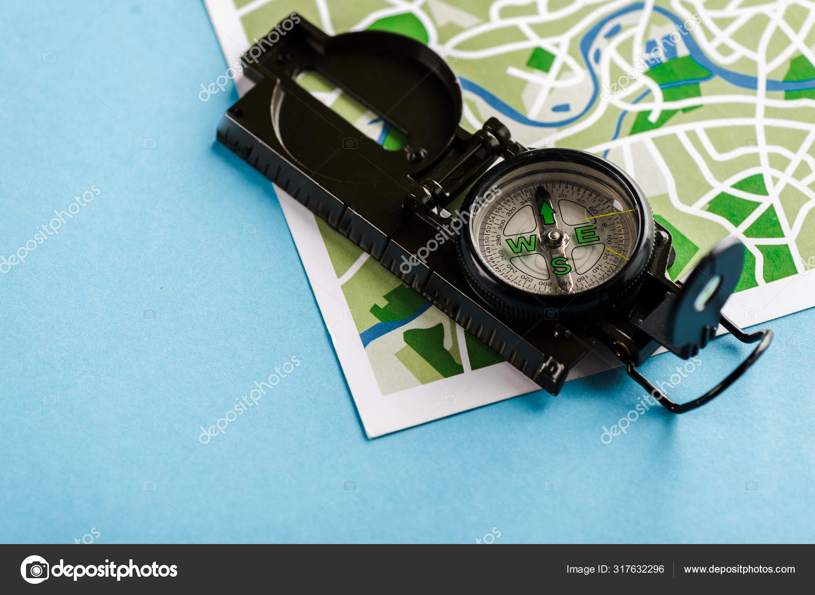 Retro Black Compass Map Blue — Stock Photo © VitalikRadko #317632296