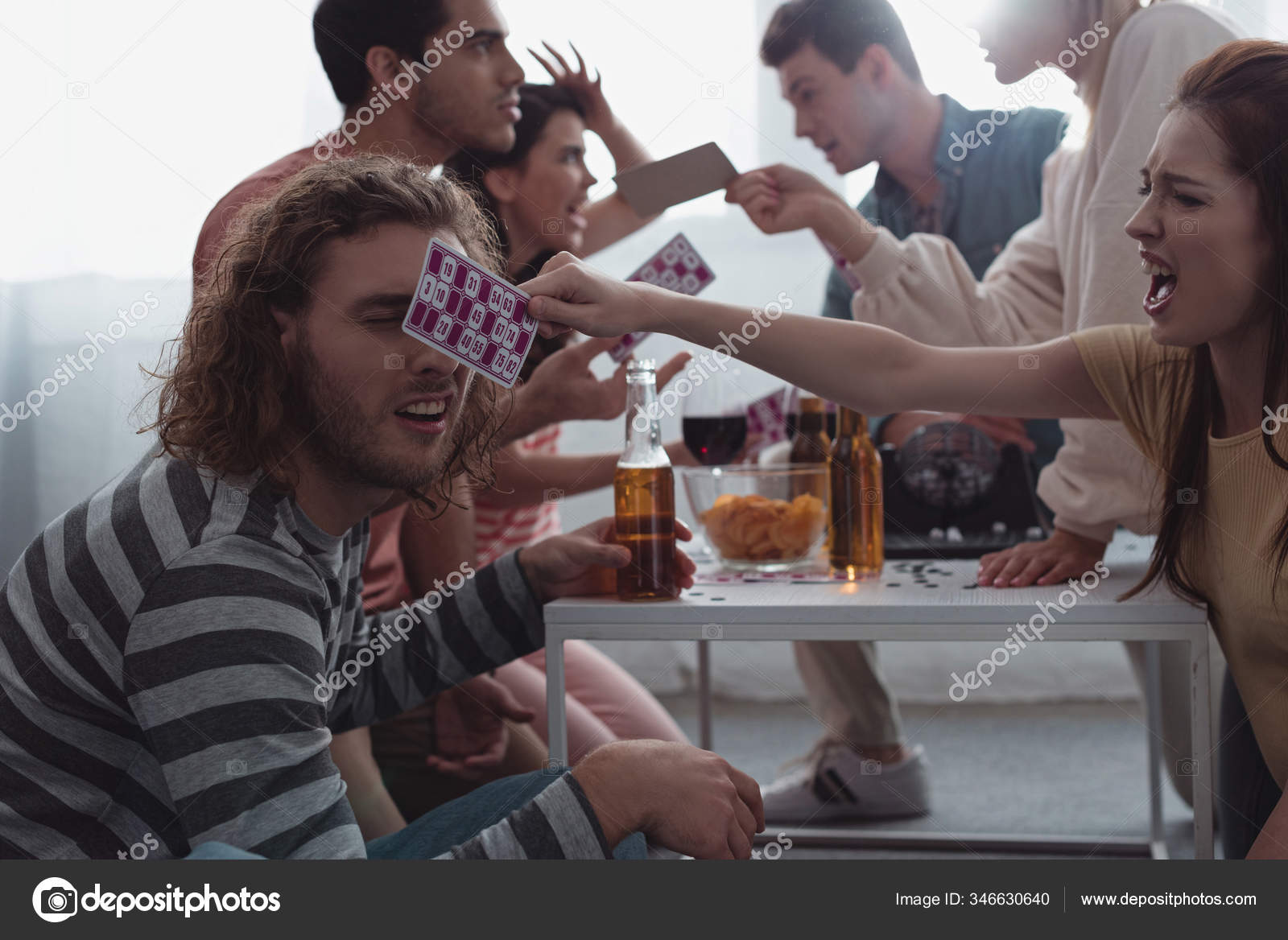 Kyiv Ukraine January 2020 Aggressive Friends Quarreling Screaming While ...