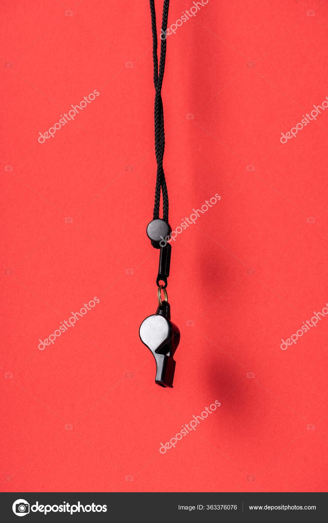 Black Whistle Rope Red Background — Stock Photo © VitalikRadko #363376076