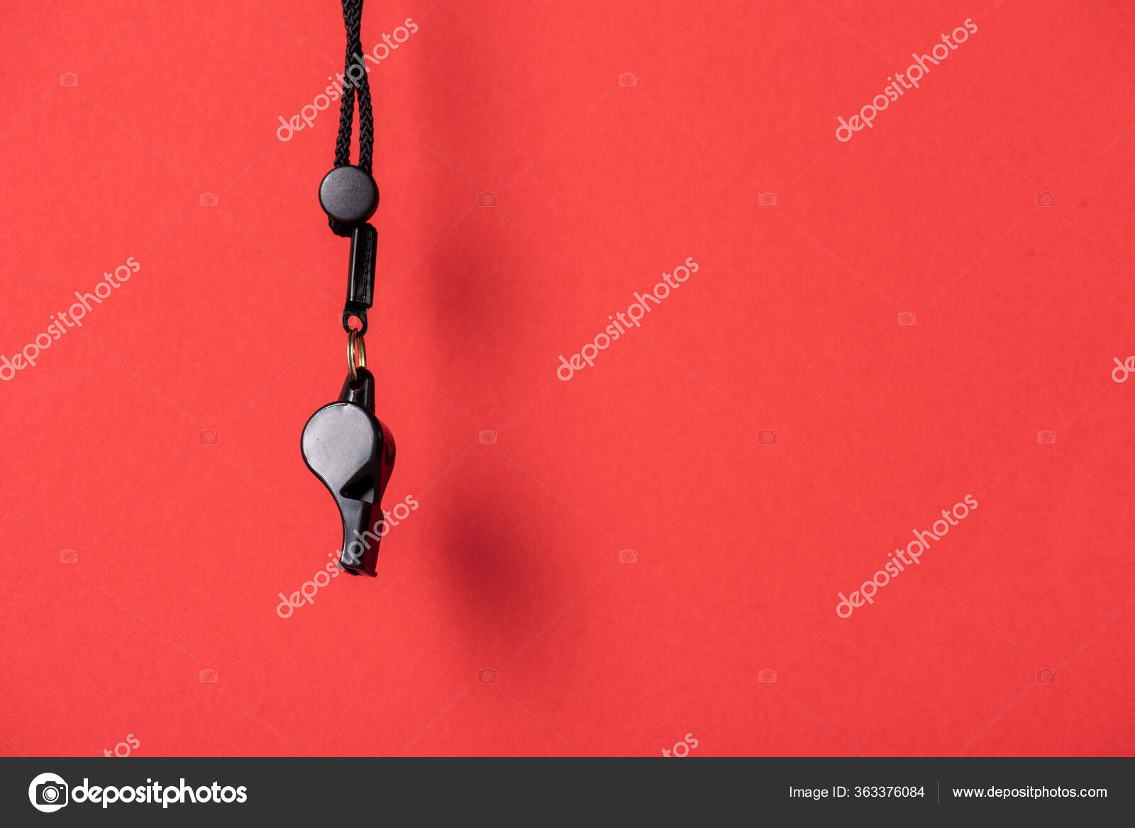 Black Whistle Rope Red Background — Stock Photo © VitalikRadko #363376084