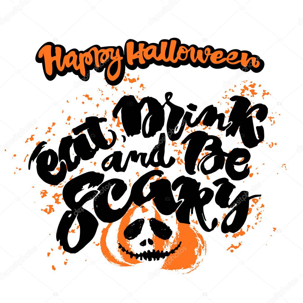 Halloween lettering poster, inspirational postcard Stock Vector Image ...