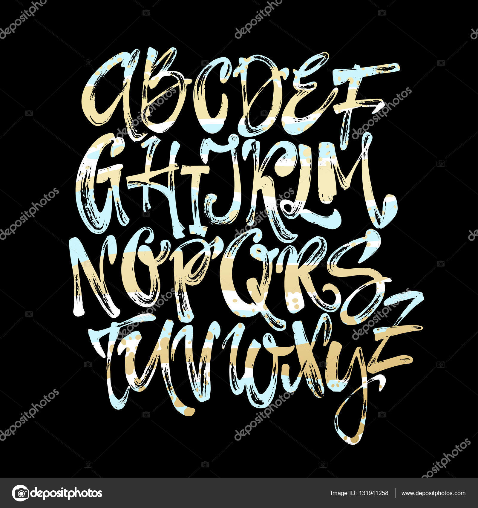 Alphabet poster, dry brush ink artistic modern calligraphy print Stock ...