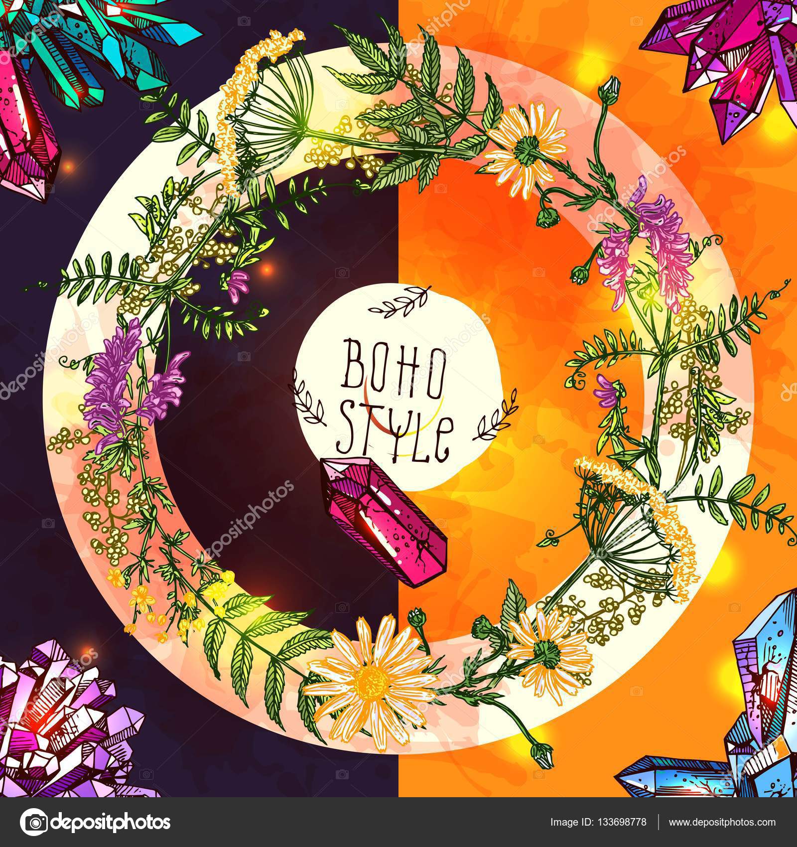 Boho style illustration Stock Vector by ©Margarita_87 133698778