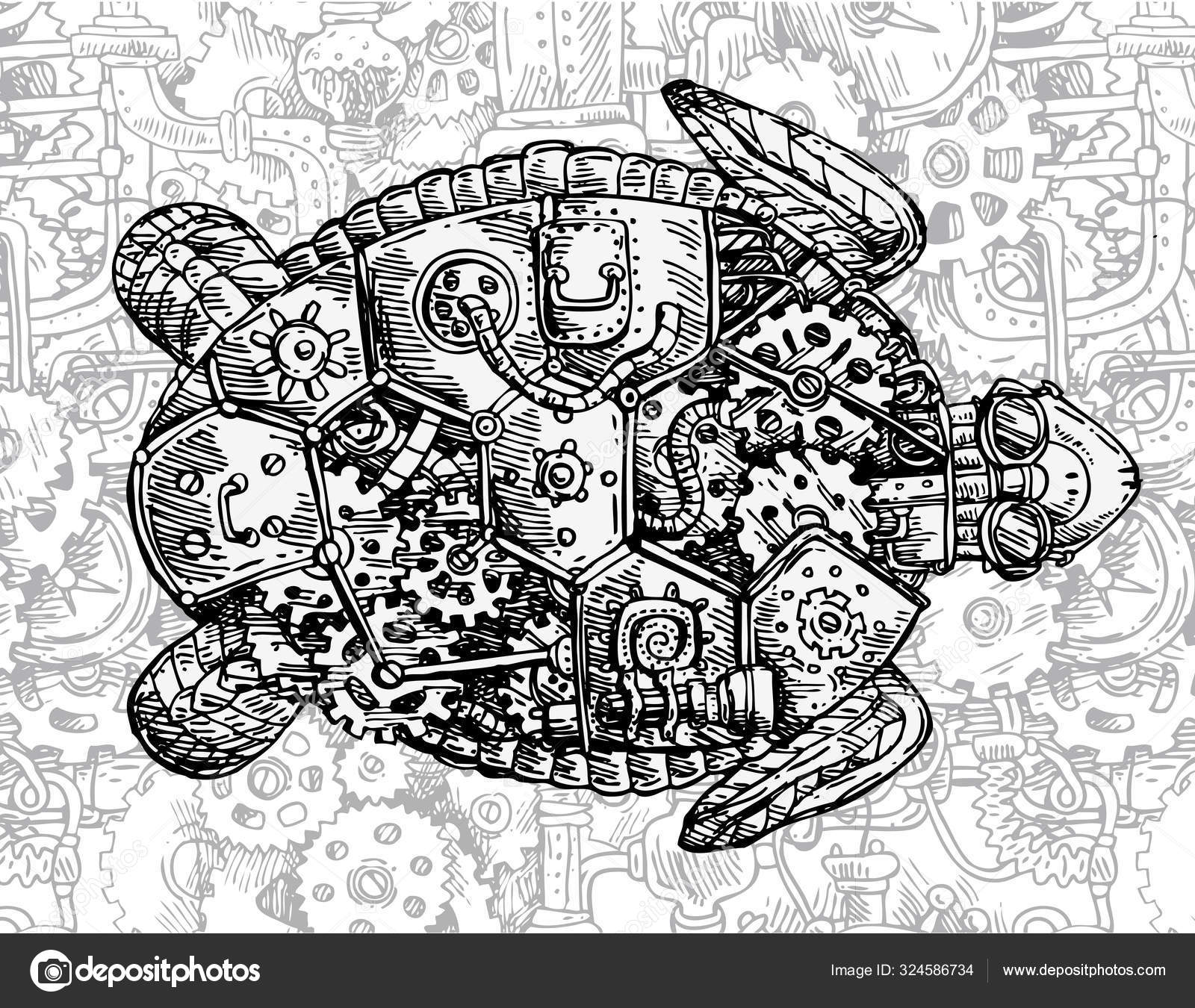 Steampunk Machine Drawings