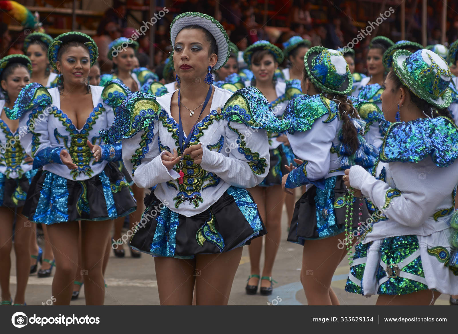 Oruro Bolivia February 2017 Caporales Dancers Ornate Costumes Performing Parade — Stock ...