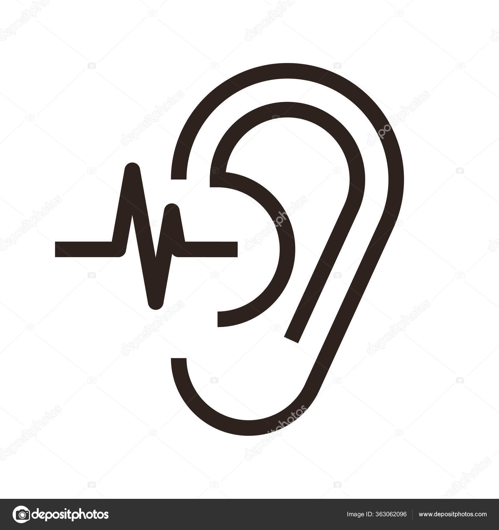 Hearing Test Ear Icon Isolated White Background Stock Vector Image by ...