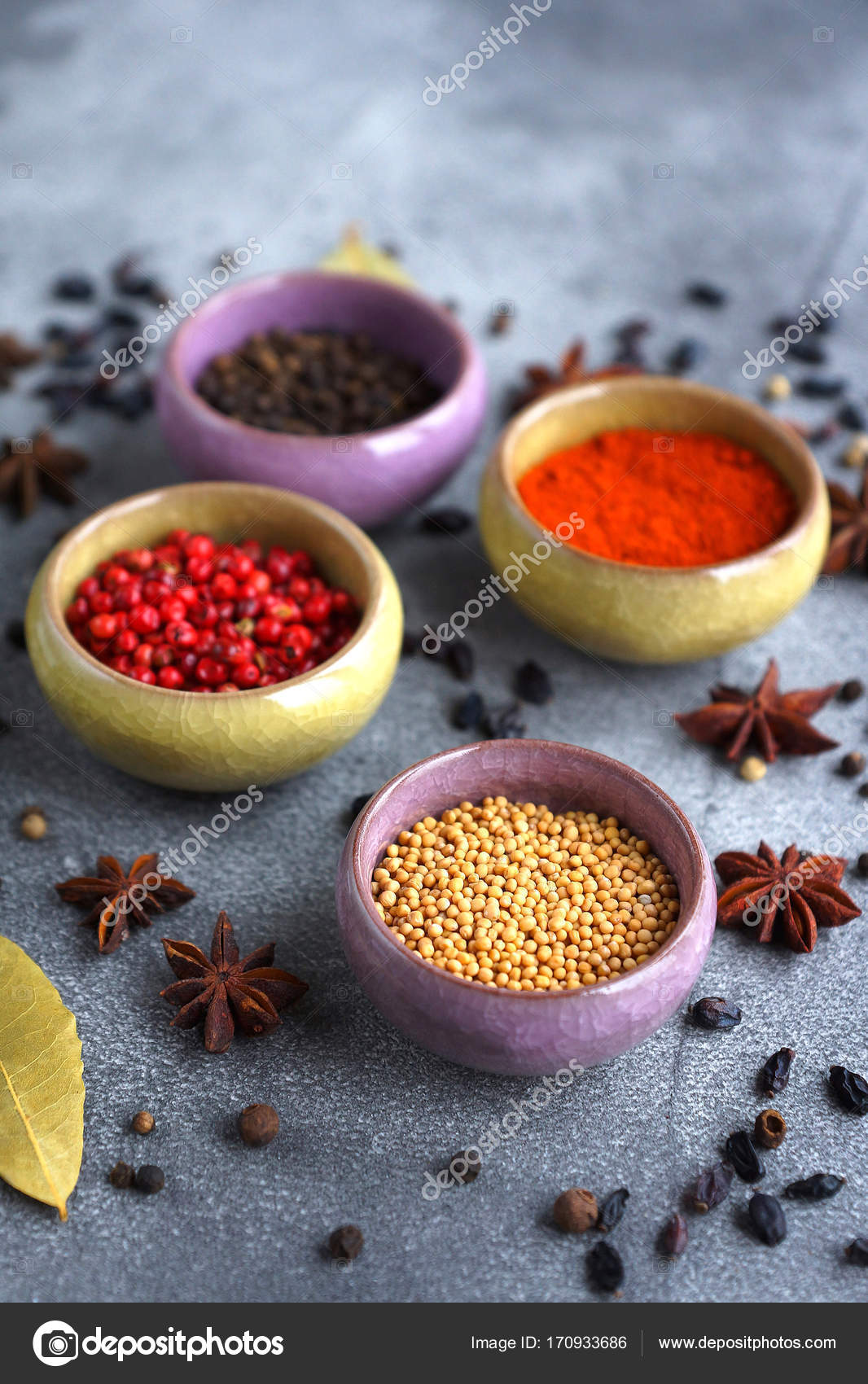 Spices in small containers Stock Photo by ©suremen 170933686