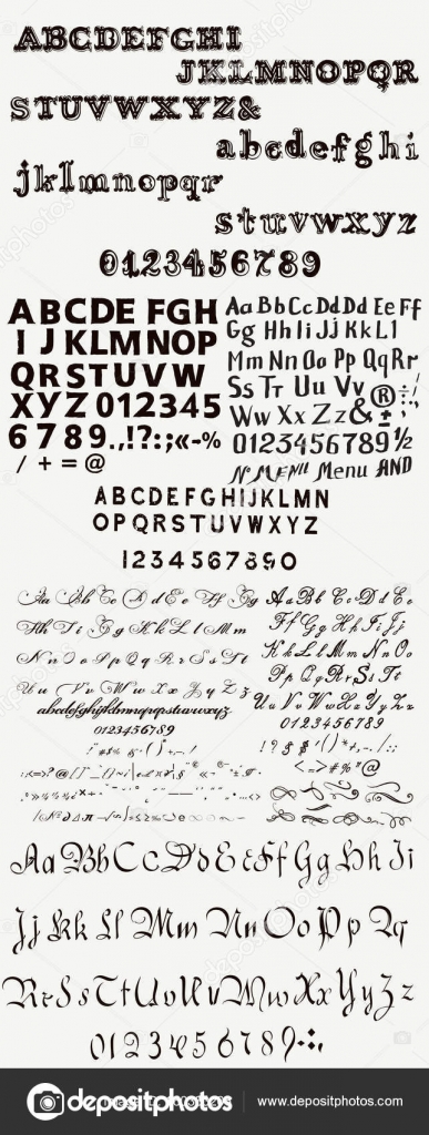 Huge collection or set of English hand drawn ABC for fonts in Stock ...