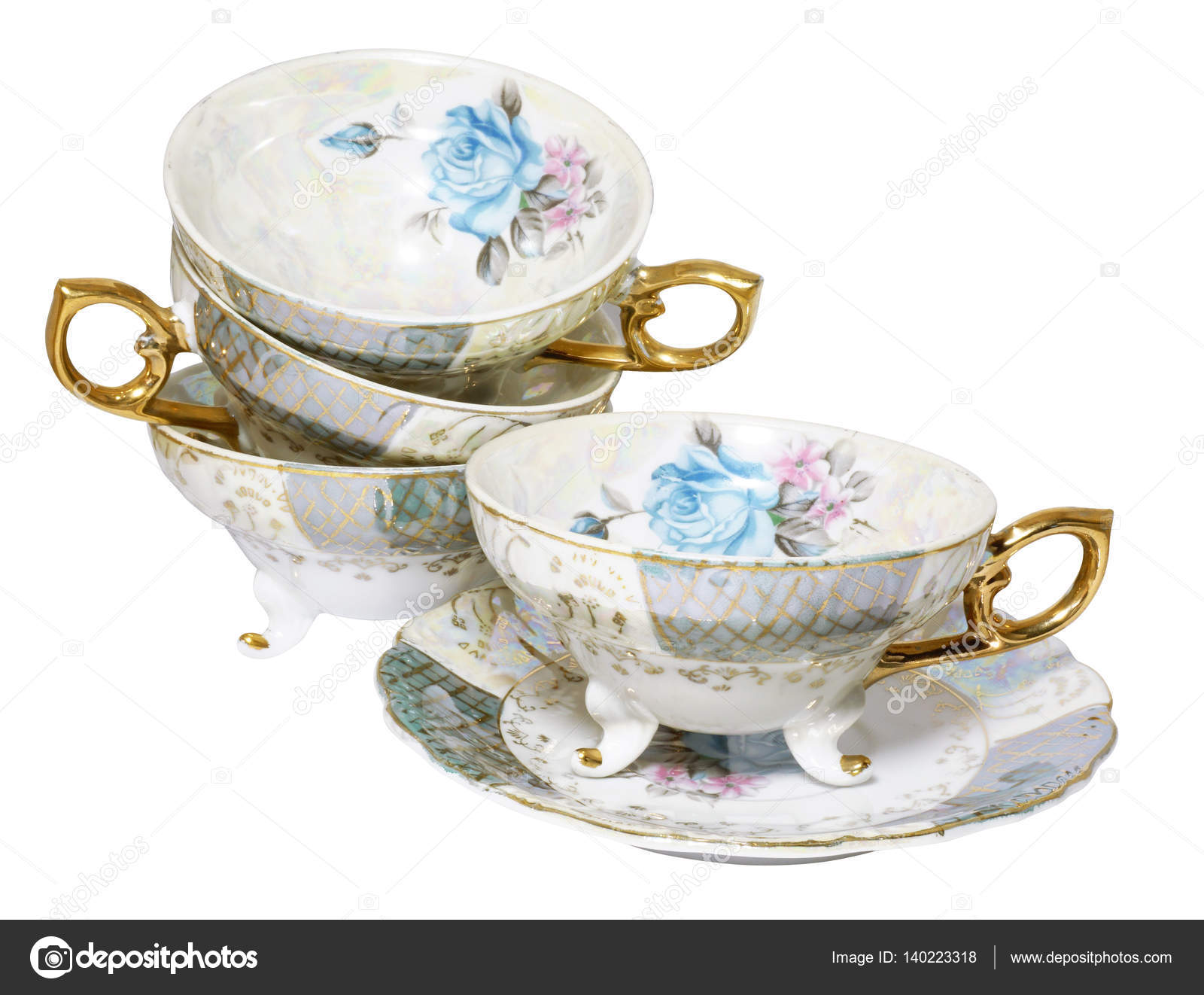 Vintage Tea Cups Stacked