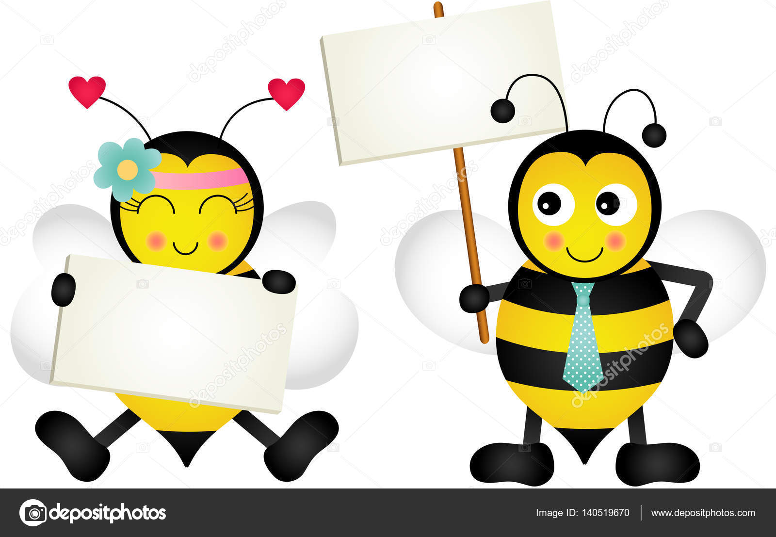 Couple bees holding blank signboards Stock Vector Image by ©socris79 ...
