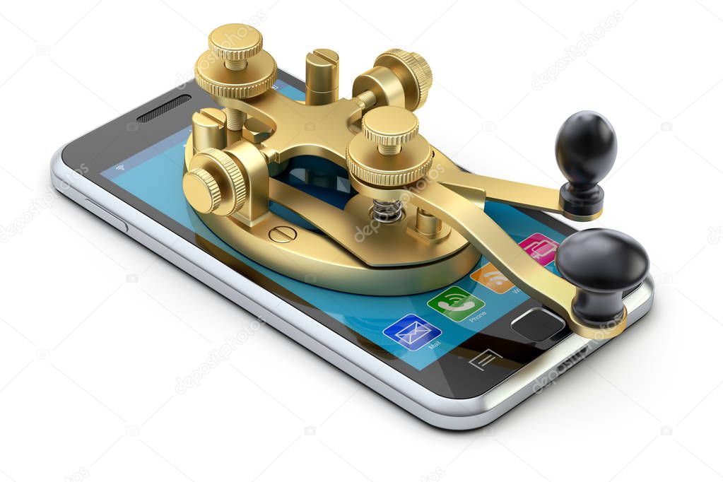 Communication concept with morse code telegraphy device on the mobile ...