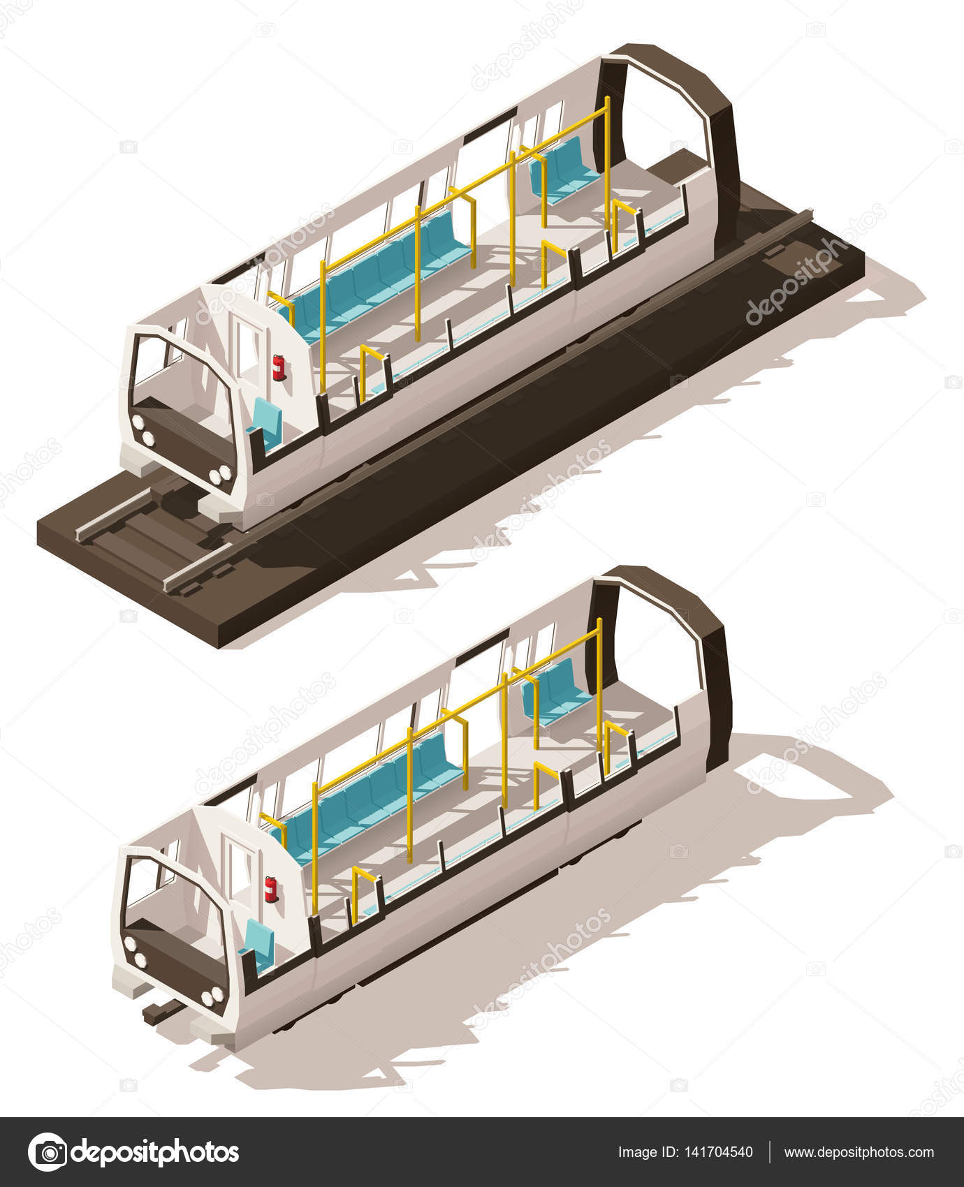 Vector isometric low poly subway train cross-section Stock Illustration ...