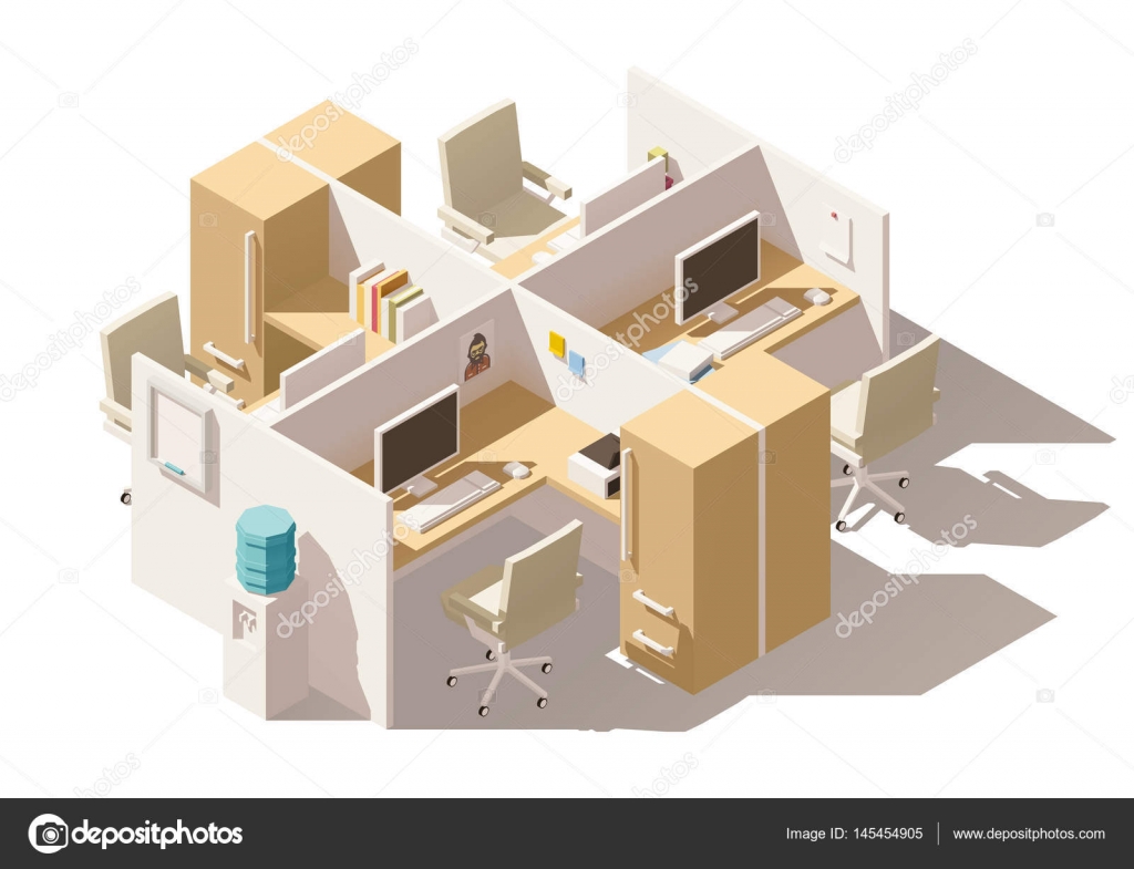 Vector isometric low poly office cubicle — Stock Vector © tele52 #145454905
