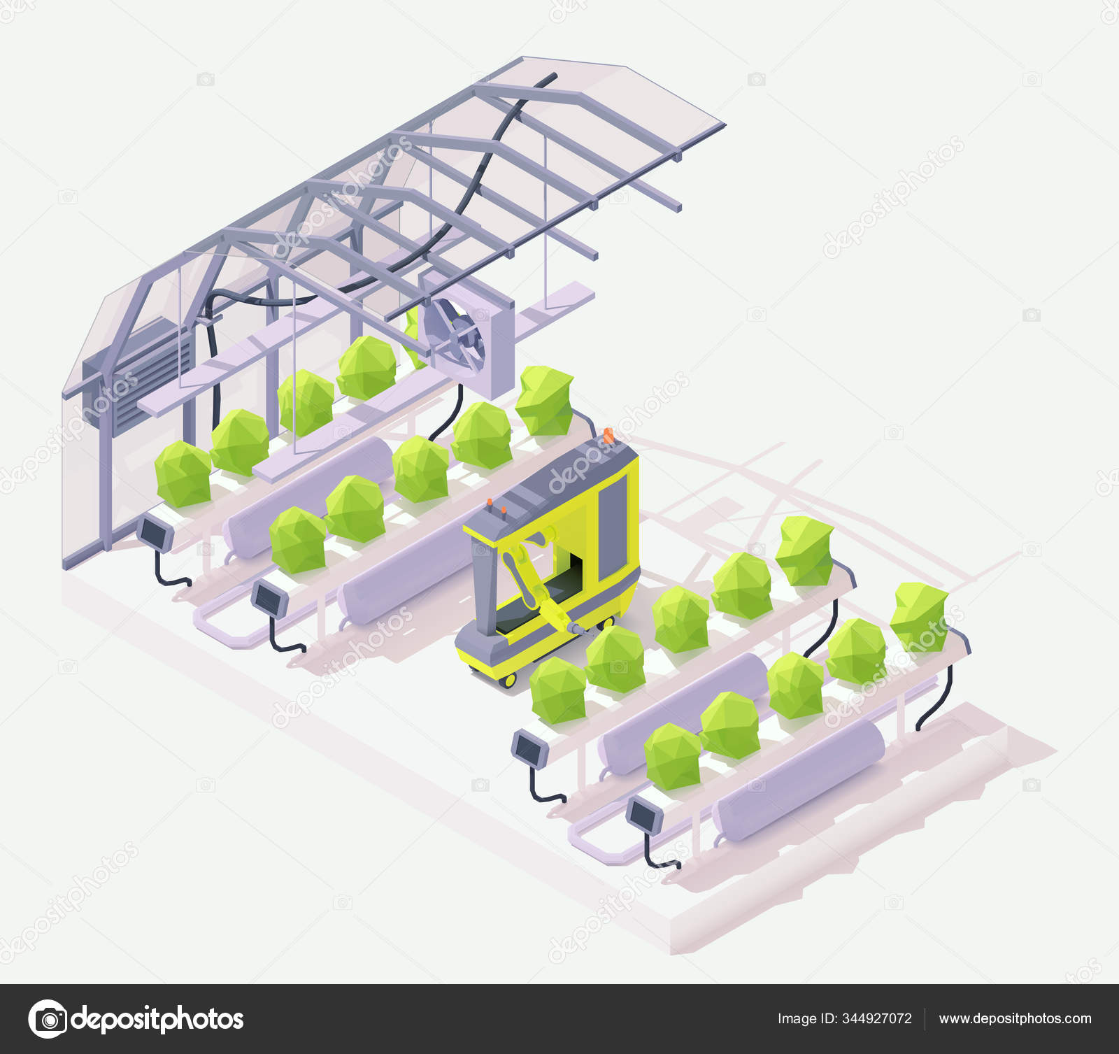 Vector isometric agricultural robot in greenhouse Stock Vector Image by ...