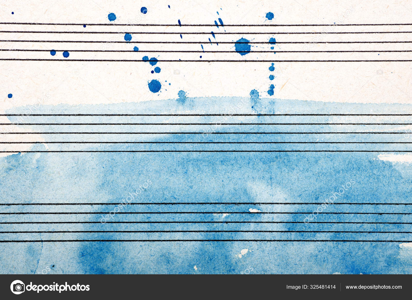 Old Music Sheet Blue Watercolor Paint Blues Music Concept Abstract ...