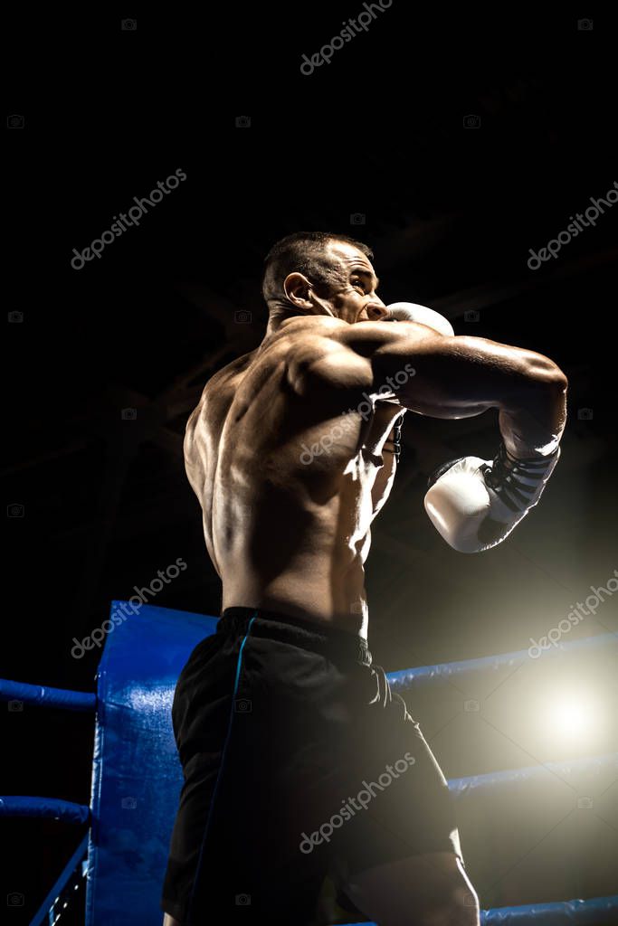 Punching boxer on boxing ring Stock Photo by ©tankist276 129099772