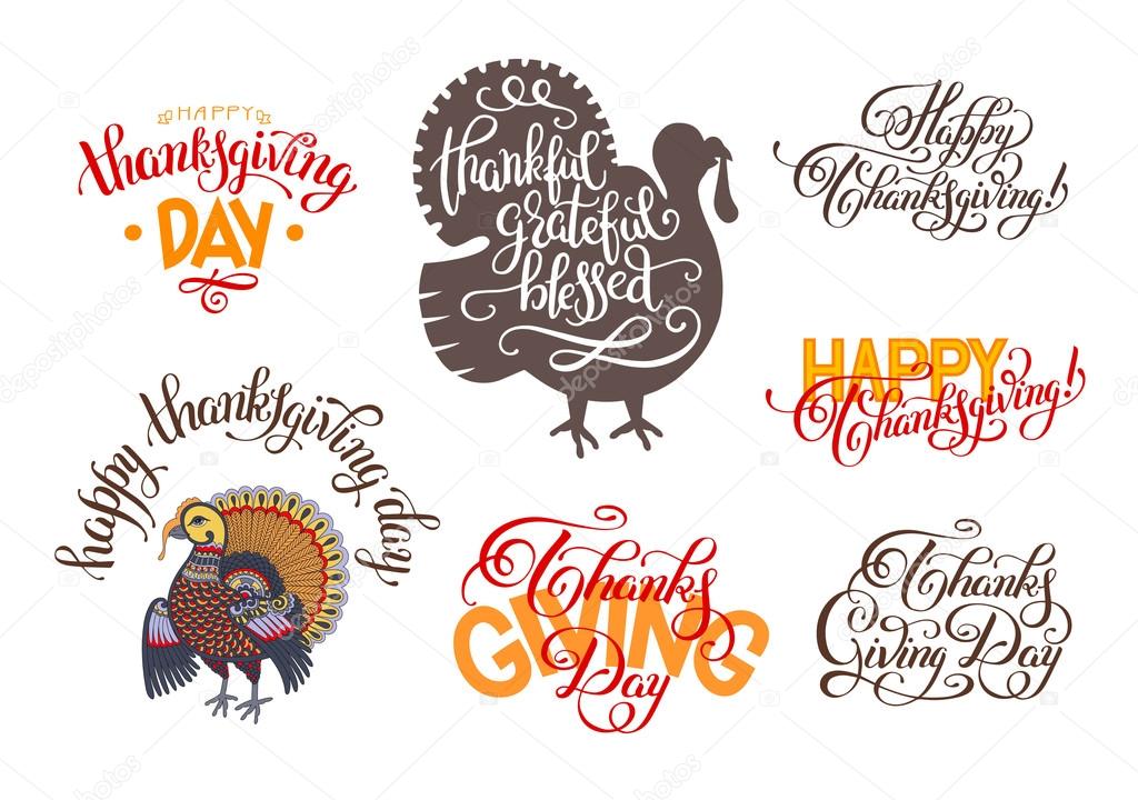 Set of hand lettering inscriptions to thanksgiving day collectio Stock ...