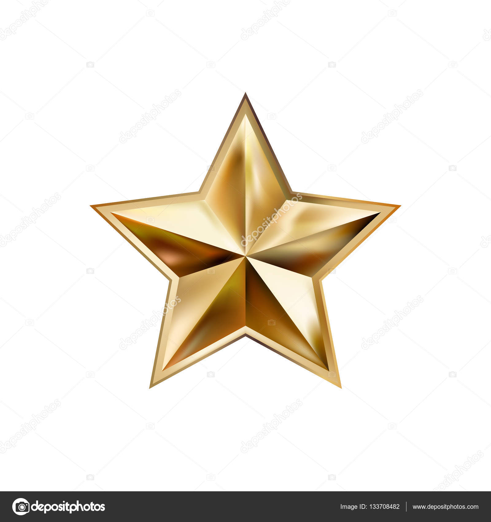 Hand drawing gold star with five rays elegant element isolated o Stock ...