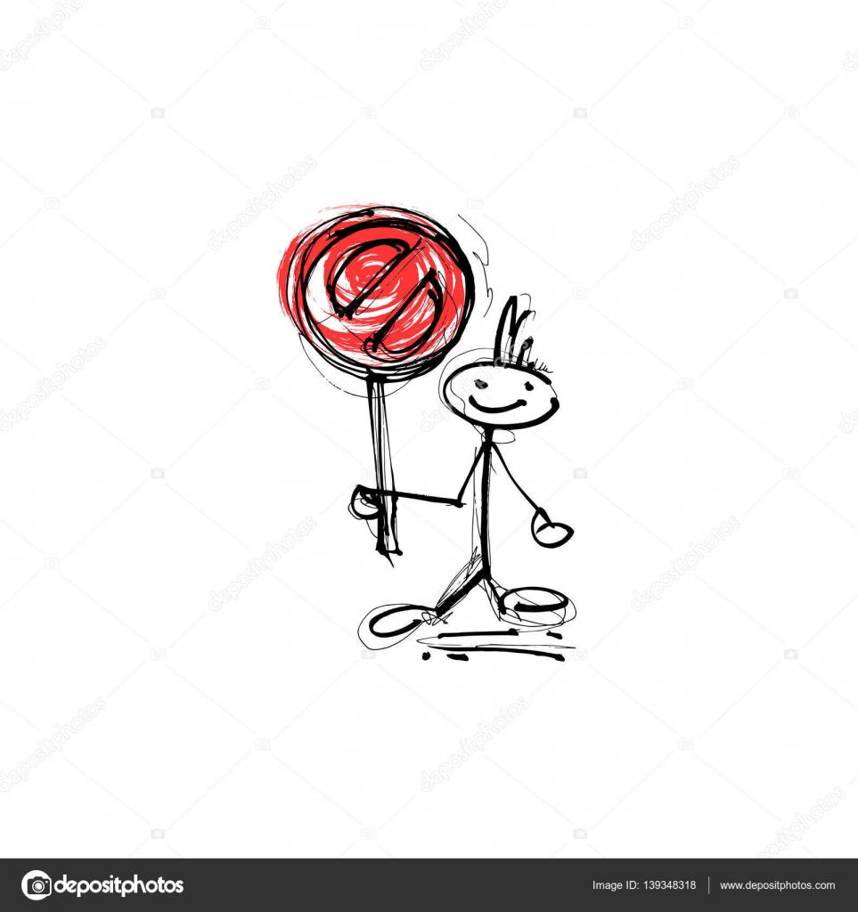 Hand drawing sketch human smile stick figure with arrow Stock Vector ...