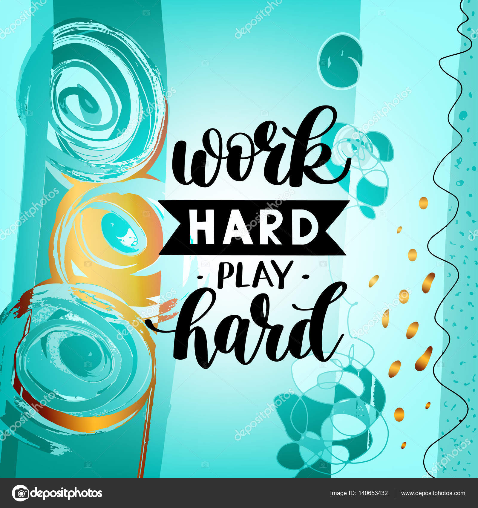 Trabajo duro Play Cita motivacional dura, letra escrita a mano Vector ...