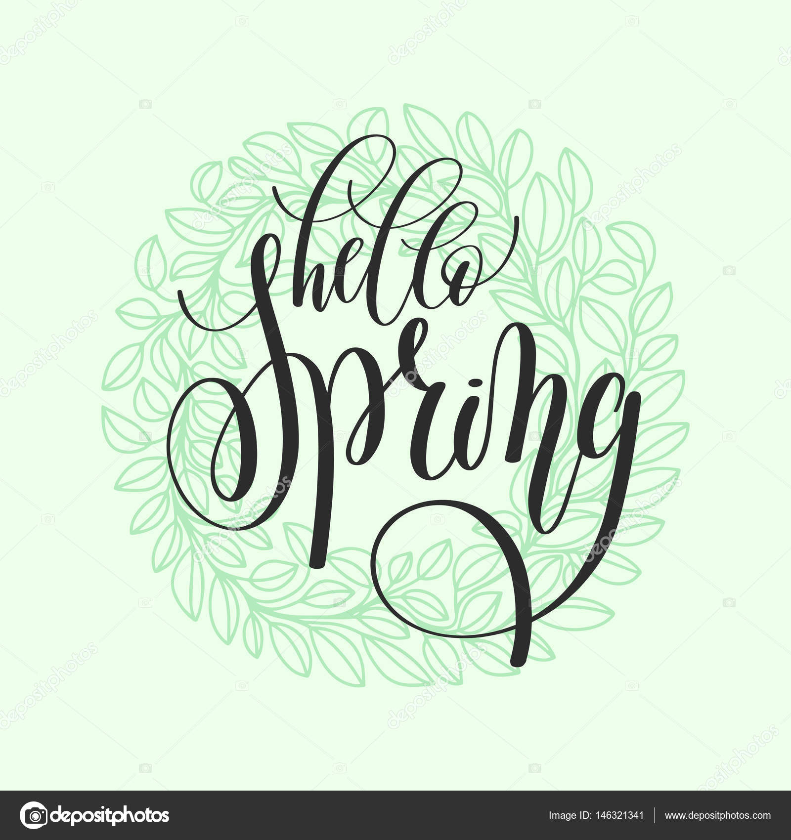 Hola primavera letra escrita a mano inscripción Vector de stock por ...