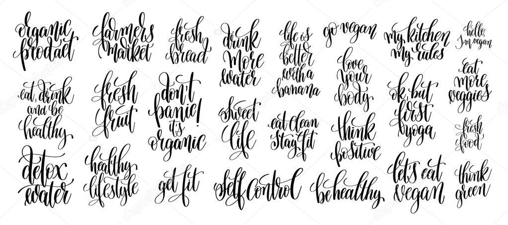 conjunto de 25 inscripciones de letras de la mano sobre la vida sana 2023