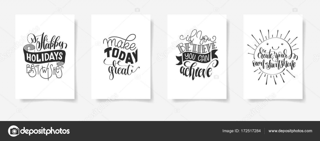 Set of four hand lettering posters positive quote Stock Vector Image by ...