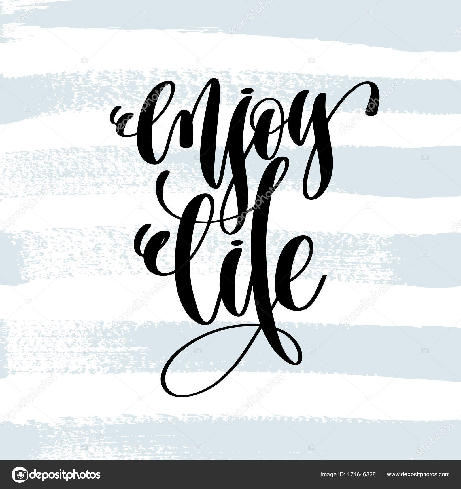 Enjoy life - hand lettering inscription on blue brush stroke Stock ...