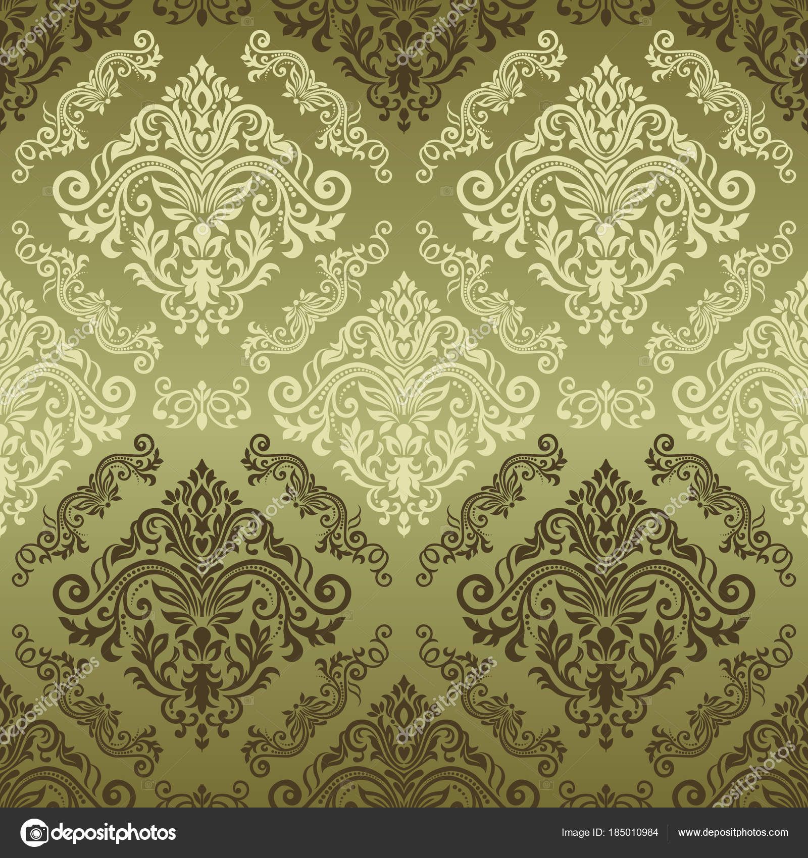Classic Wallpaper Seamless Vintage Flower Pattern On Green Background ...