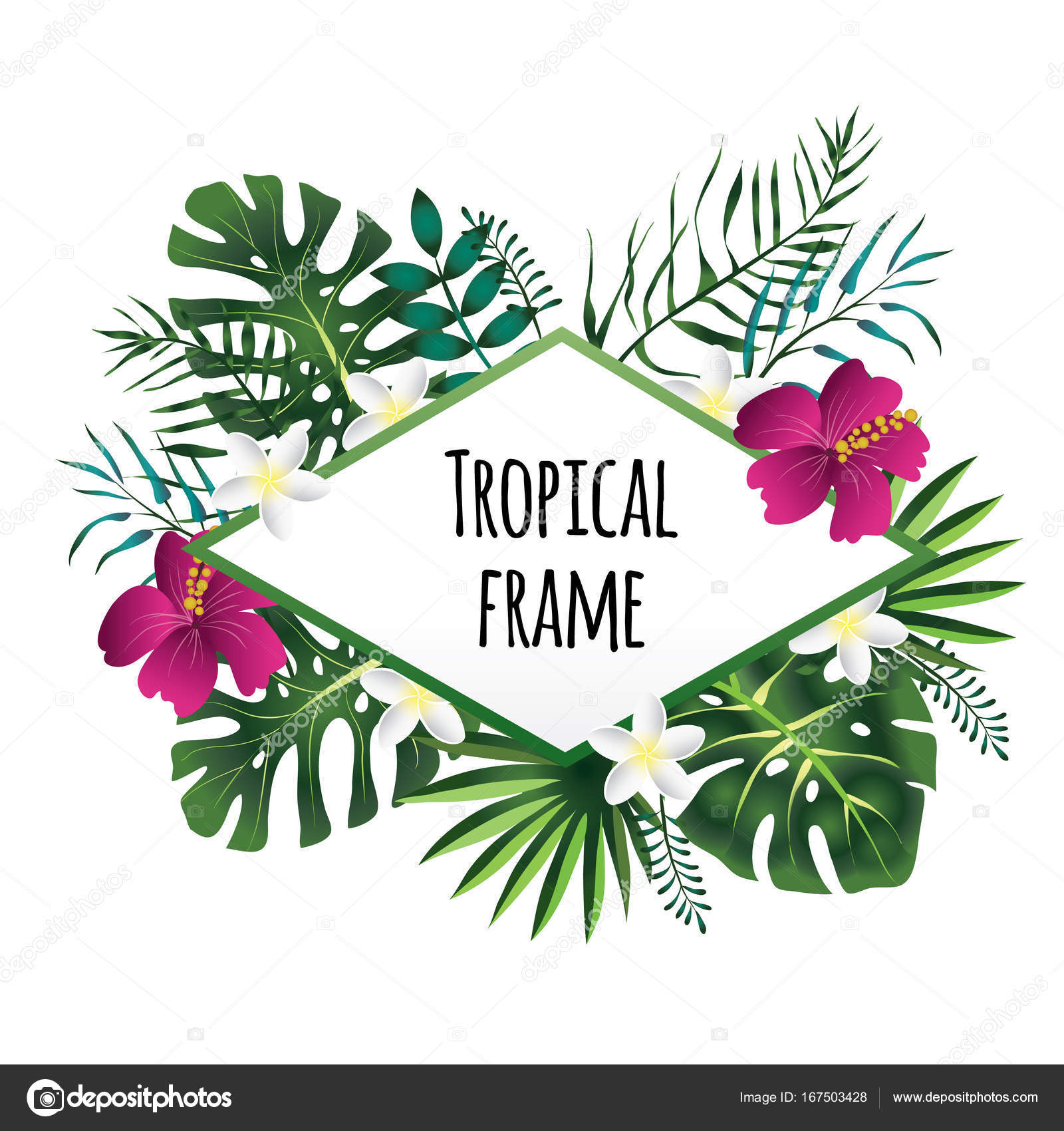 Tropical frame, template with place for text. Vector illustration ...