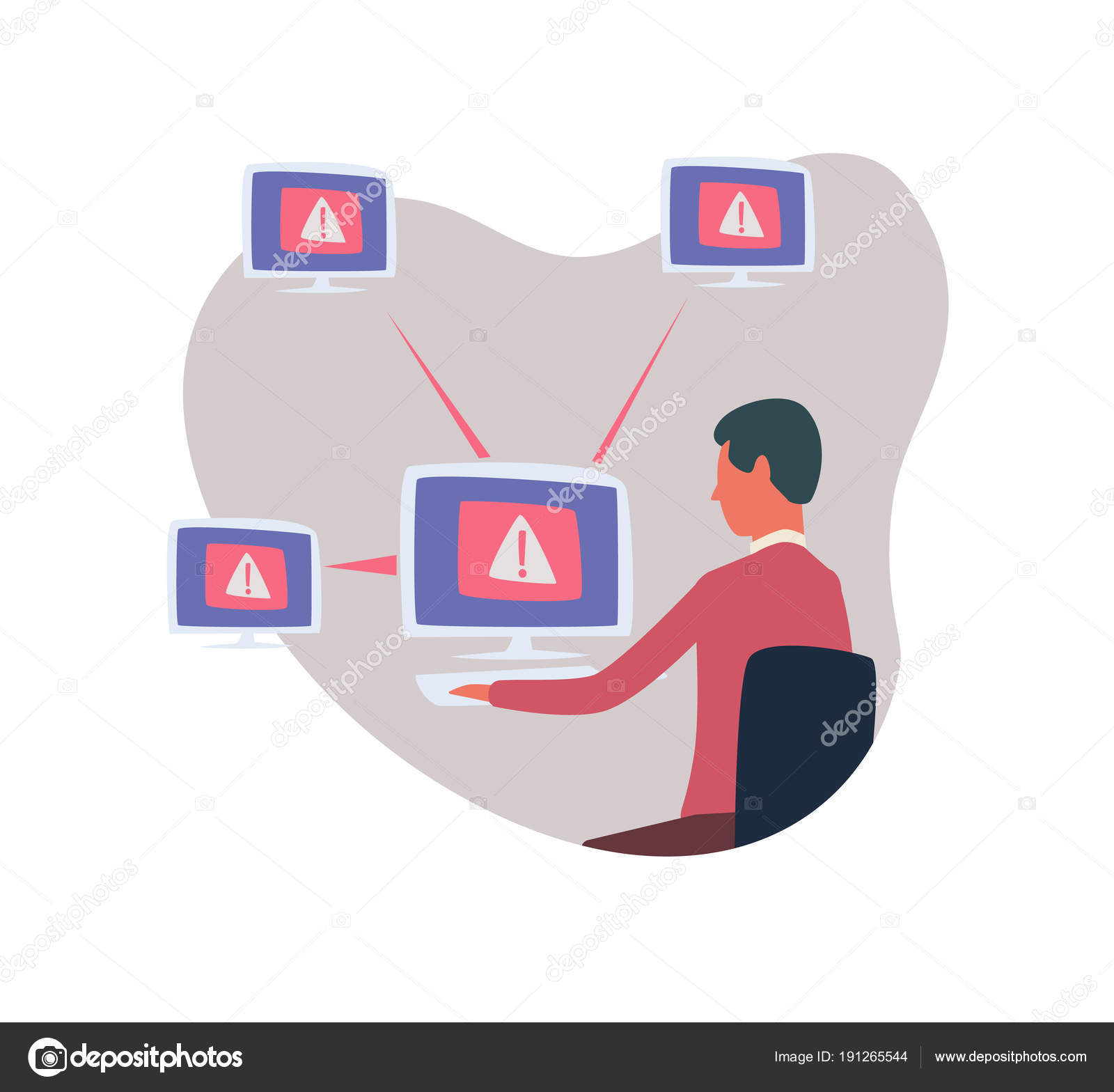 Erreurs système dans le réseau, concept de virus informatiques. Homme ...