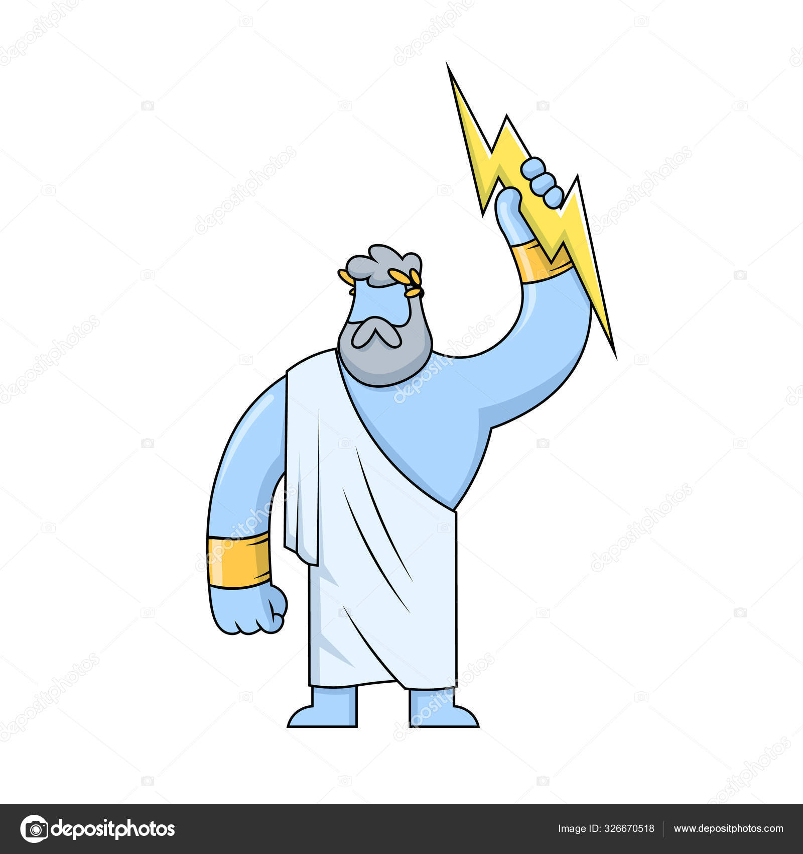 Zeus, the Father of Gods and men, ancient Greek god of sky. Mythology. Flat vector illustration ...