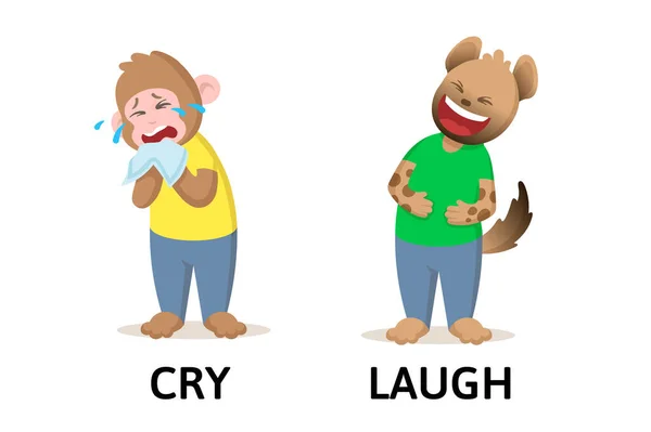 Words good and bad flashcard with cartoon characters. Opposite ...