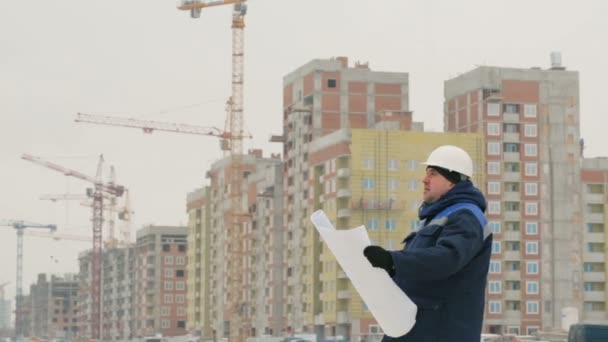Foreman Paper Drawing Plan Construction Project — Stock Video © Garsya ...