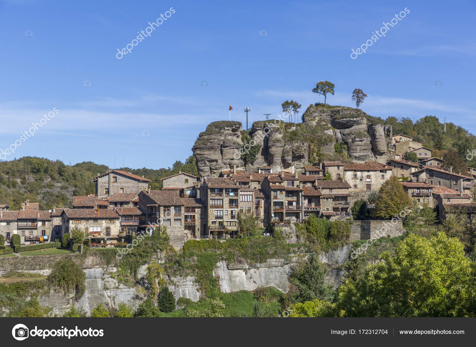 RUPIT, SPAIN - OCTOBER 29, 2017: View of medieval Rupit village in the ...