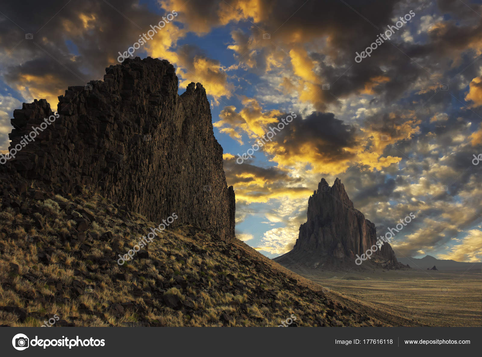 A Gorgeous Sunset Over a Shiprock Horizon Stock Photo by ©neilld 177616118
