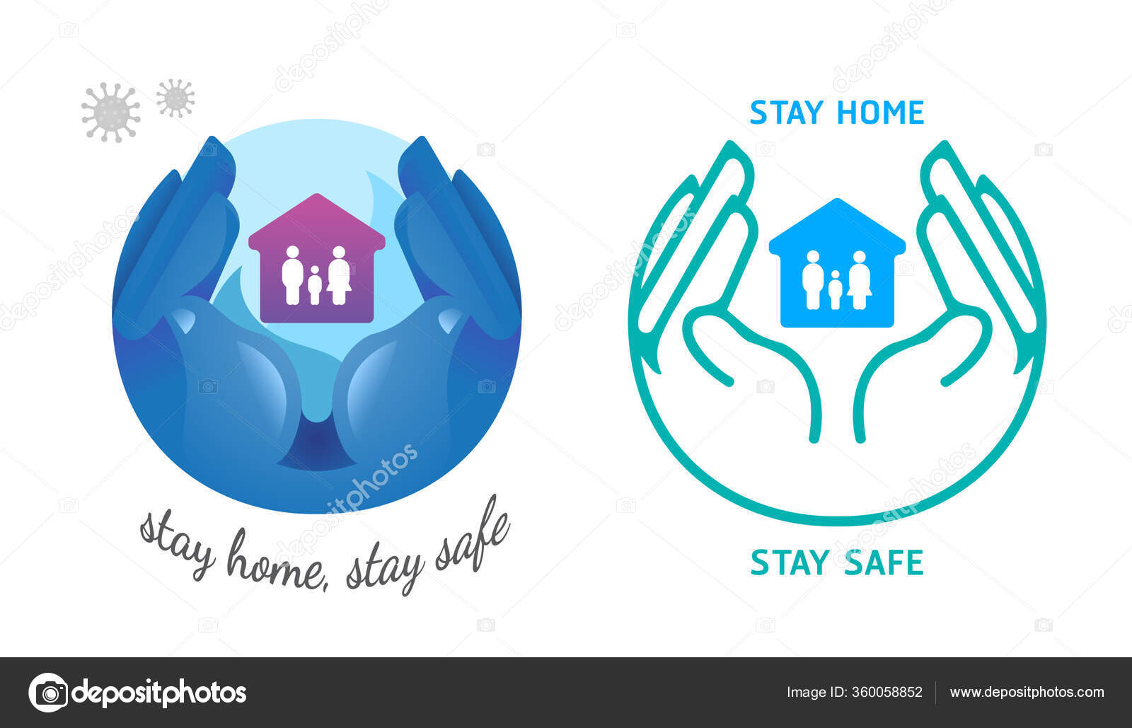 Hand Holding House Protect Family Coronavirus Flat Design Stay Home ...