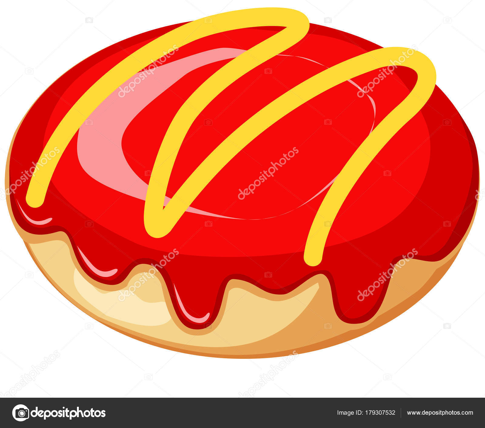 Donut with red strawberry frosting and yellow decor. Stock Vector Image ...