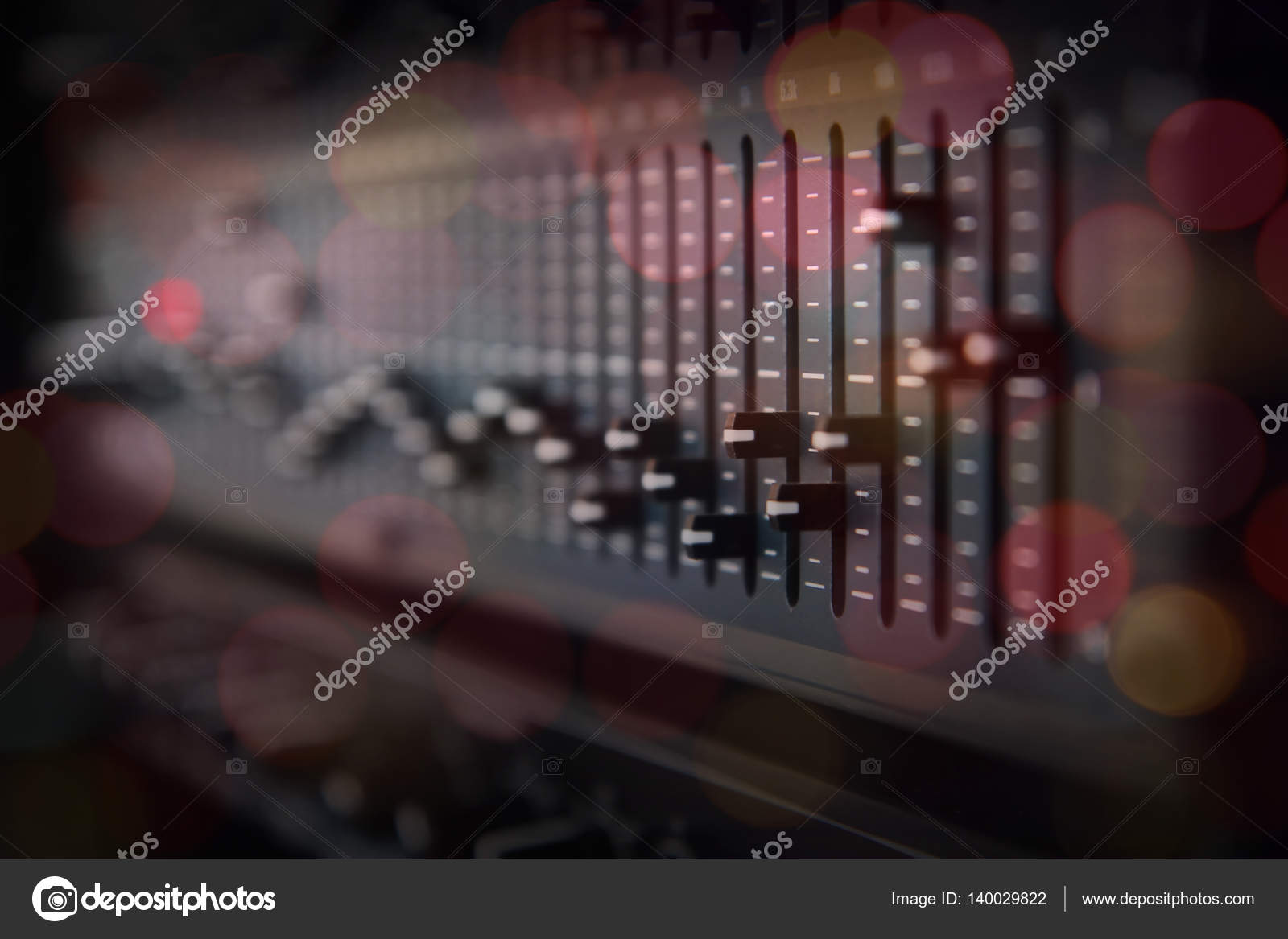 Sliders and buttons audio sound mixer with bokeh Stock Photo by ...