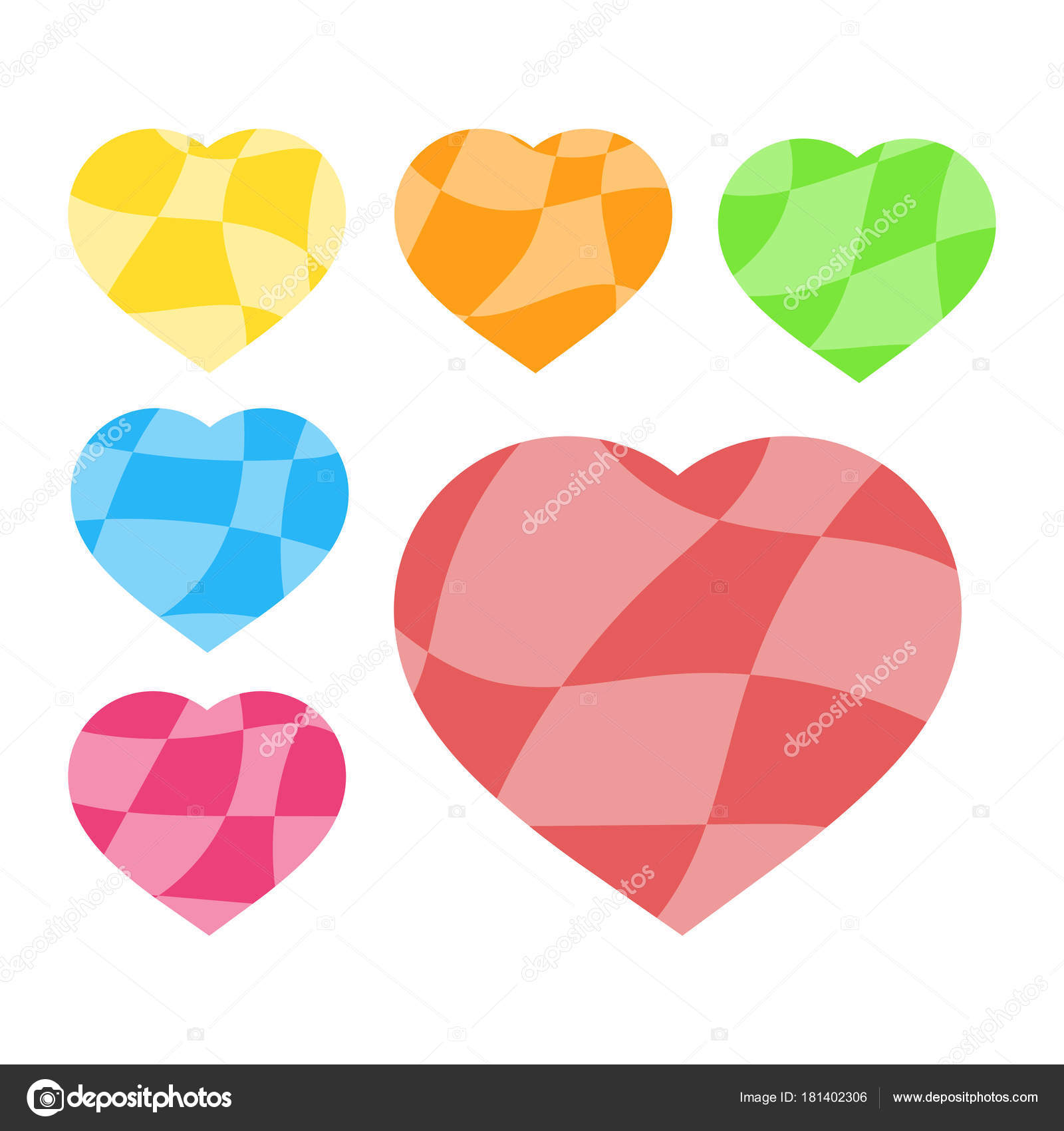 Set of colored isolated silhouettes of hearts on a white background ...